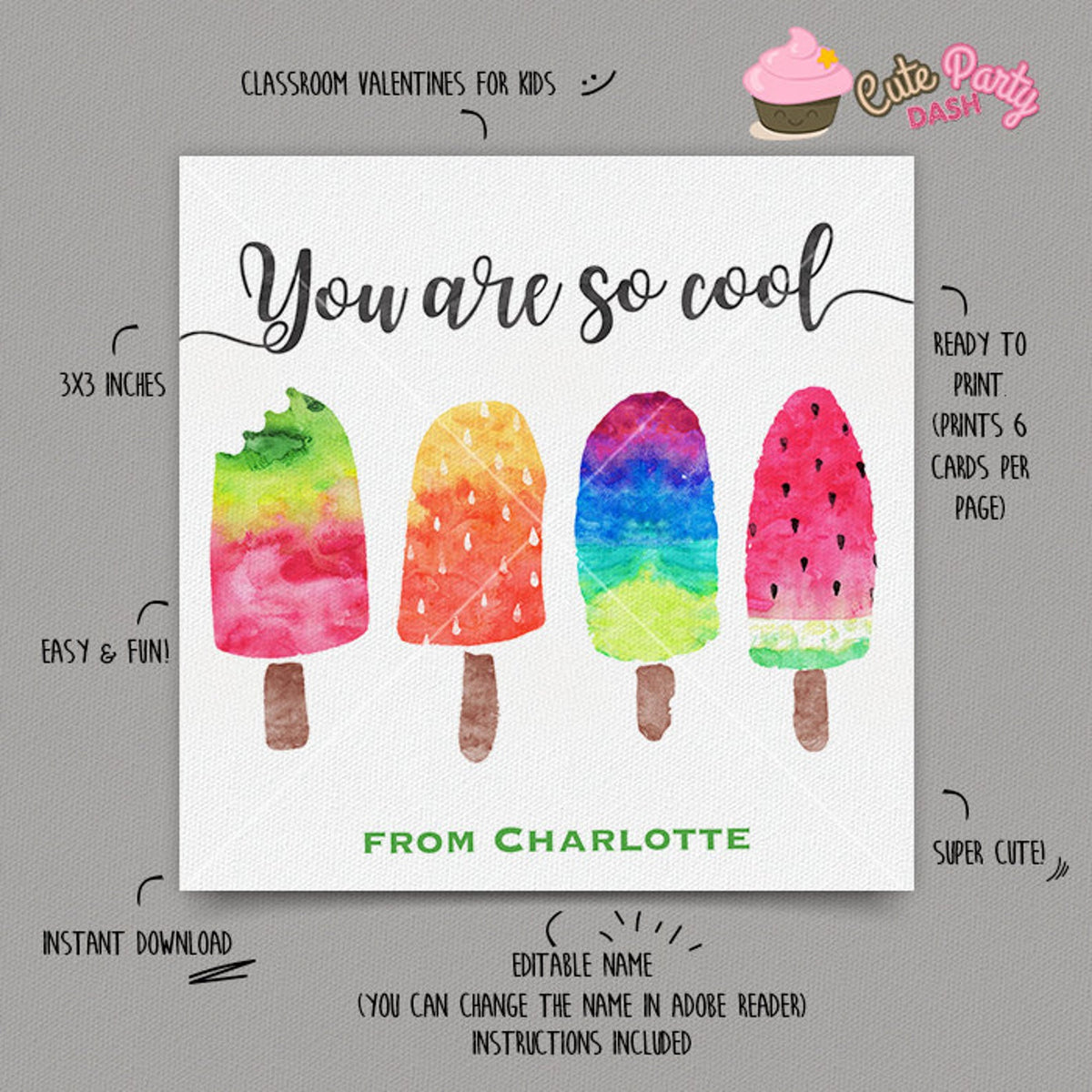 You are So Cool Popsicle Valentine – Sugar Crestline